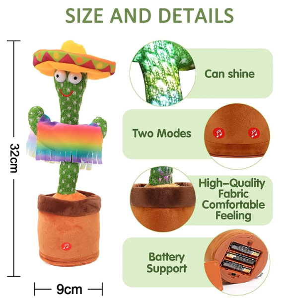 MUSICAL DANCING AND TALKING CACTUS FOR KIDS